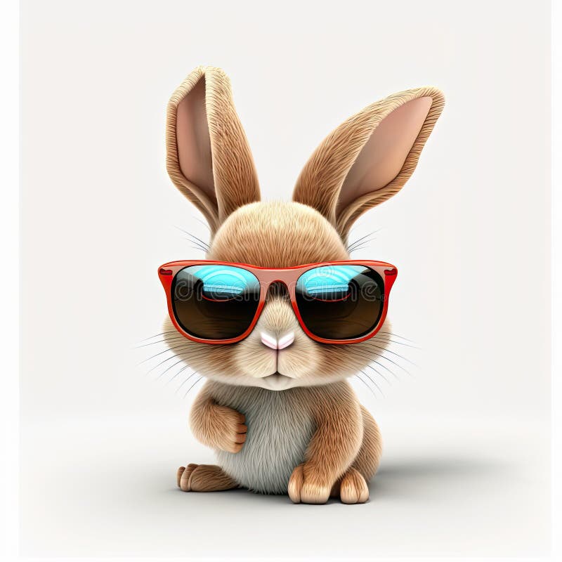 Cool Bunny with Sunglasses on a White Background. Happy Easter Card ...