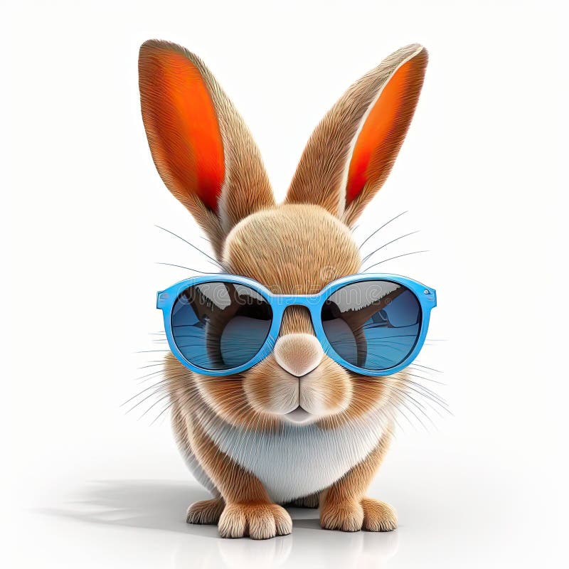 Cool Bunny with Sunglasses on a White Background. Happy Easter Card ...