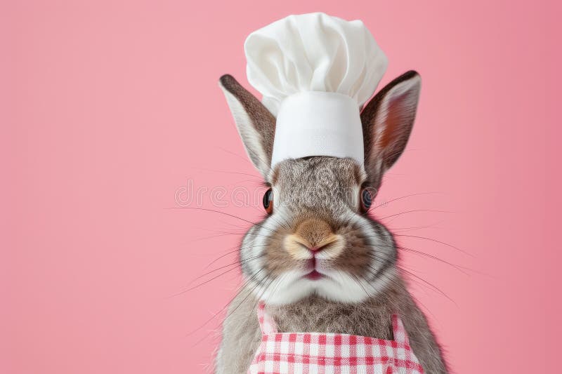 Cool Bunny Wearing Chef Uniform. Rabbit Chef with Hat in Kitchen. Funny ...