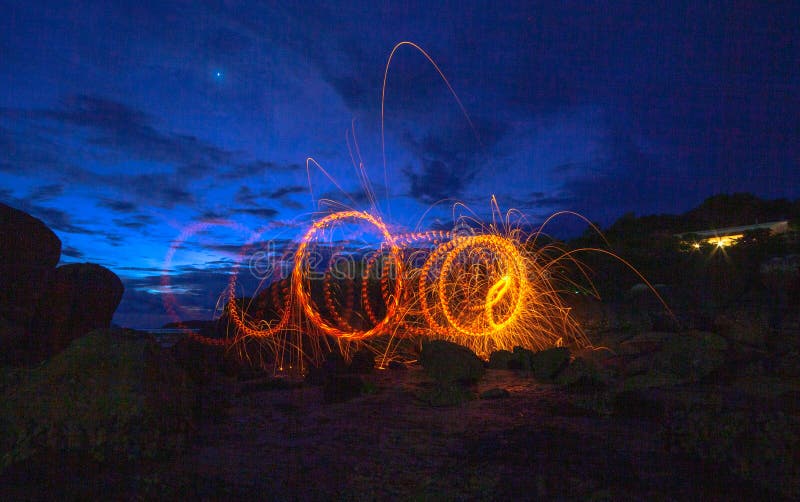 Cool Burning Steel Wool Fire Work Photo Experiments Stock Photo - Image ...