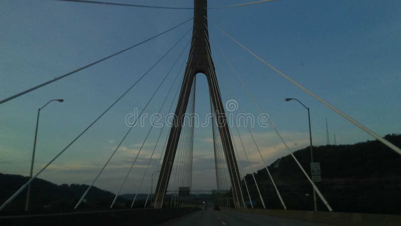 Cool cable Bridge in ohio editorial photography. Image of symmetry ...
