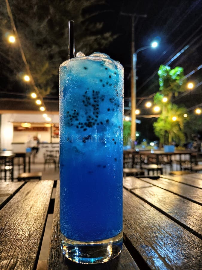 Cool and Calming: a Cold Blue Ocean Drink with a Cafe Vibe Stock Image ...