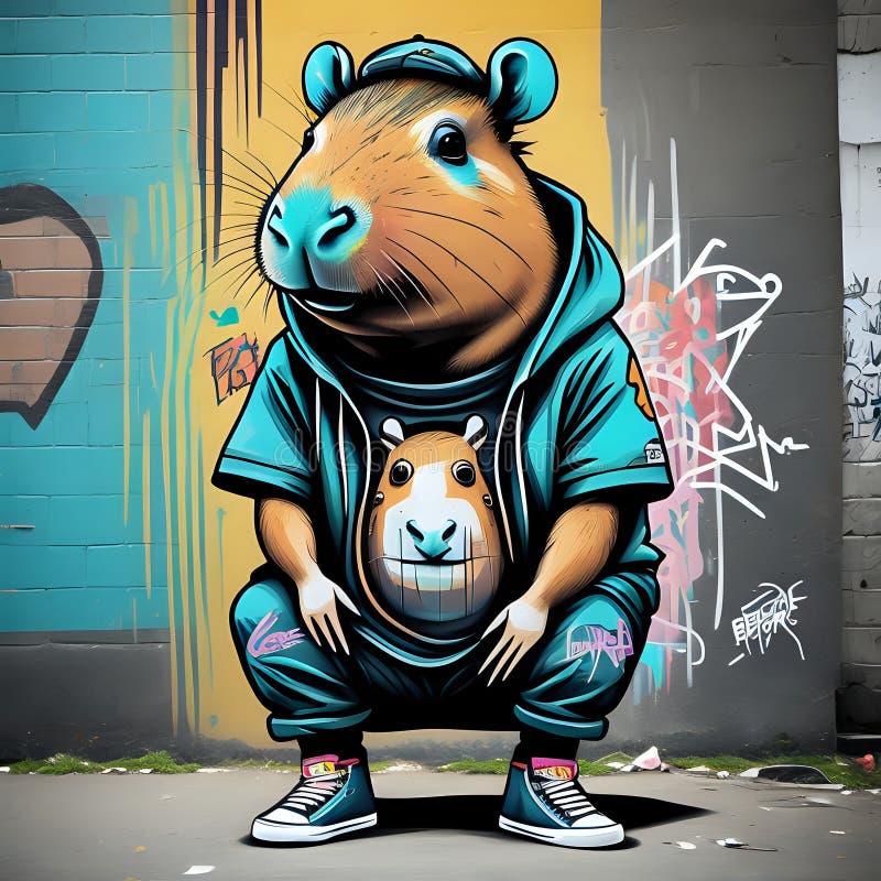 Cool Capybara, Streetwear - Generated by Ai Stock Illustration ...
