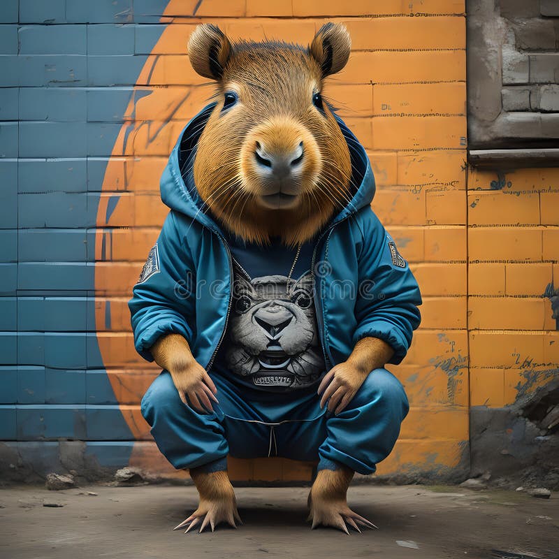 Cool Capybara, Streetwear - Generated by Ai Stock Illustration ...