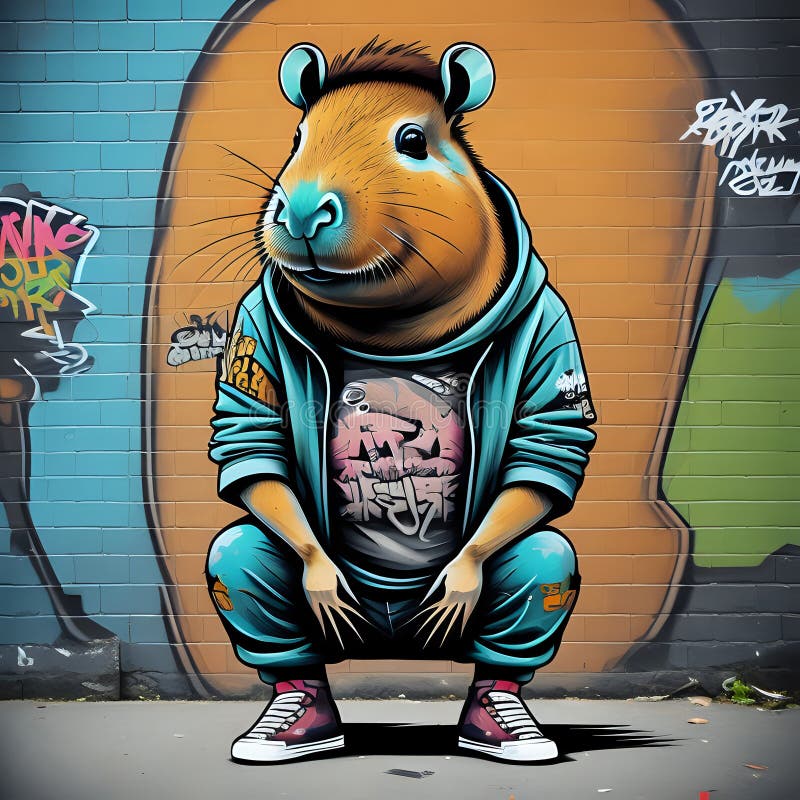 Cool Capybara, Streetwear - Generated by Ai Stock Illustration ...