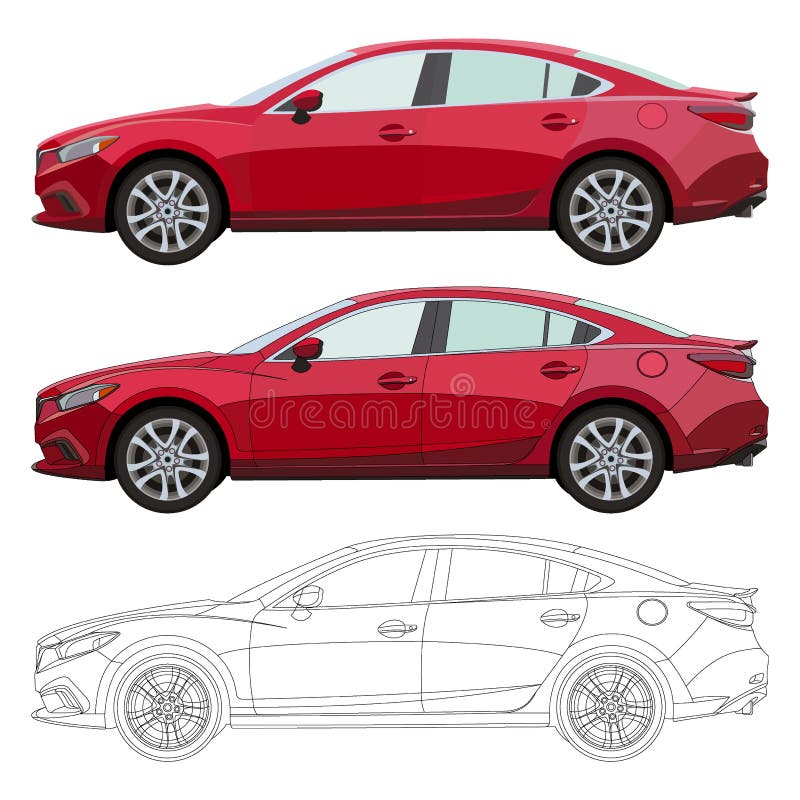 Cool Car Illustration with Details and Shadow Effect Stock Illustration ...