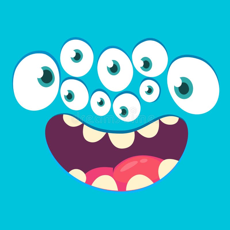 Cool Cartoon Black Monster Face. Halloween Vector Illustration. Stock ...