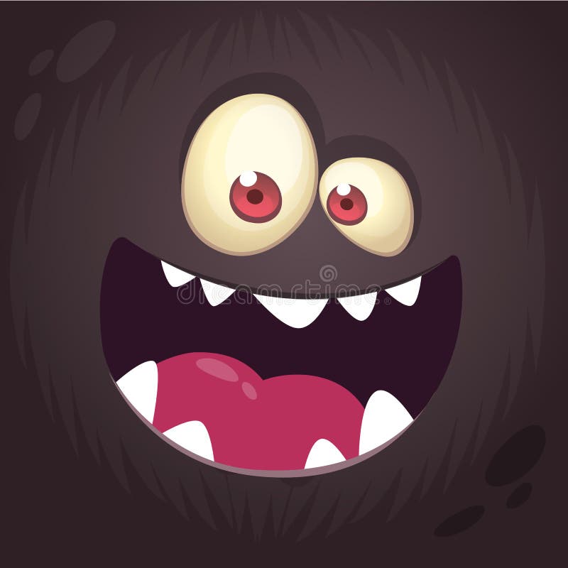 Cool Cartoon Black Monster Face. Halloween Vector Illustration. Stock ...
