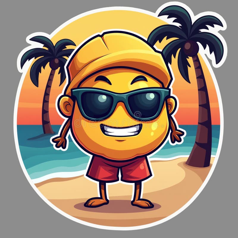 Cool Cartoon Character on the Beach Stock Illustration - Illustration ...