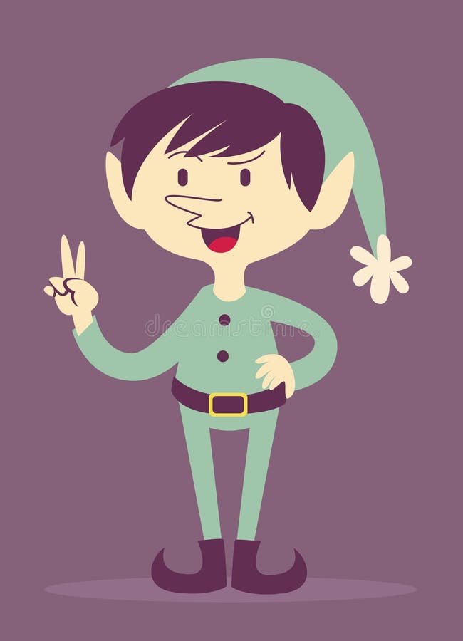 Cool Cartoon Elf Making a Peace Sign Stock Vector - Illustration of ...