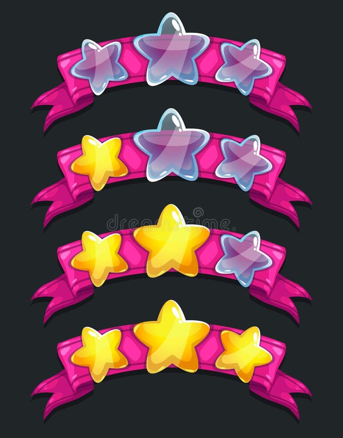 Cool Cartoon Glassy Stars on Pink Ribbon Stock Illustration ...