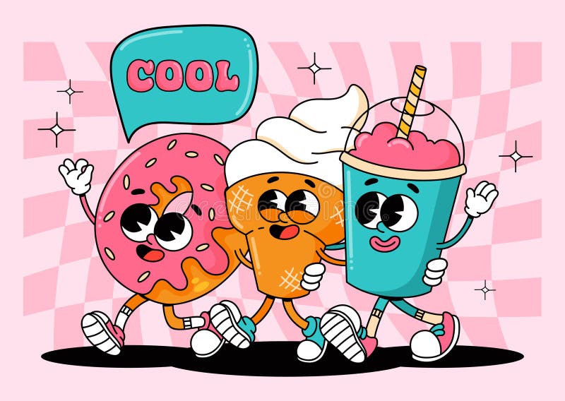 Cool Cartoon Hand Drawn Food Composition Stock Illustration ...