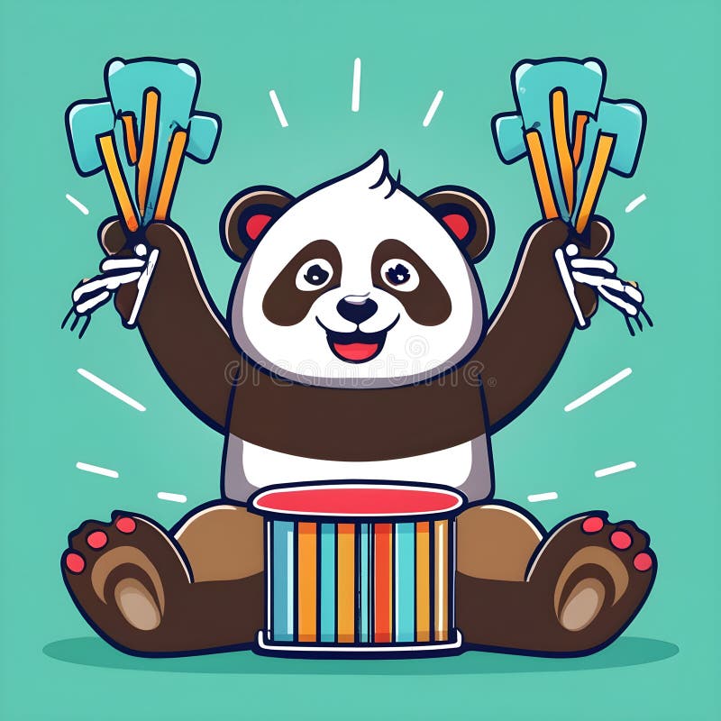 Cool Cartoon Panda Mascot with Holding Filaments Stock Illustration ...