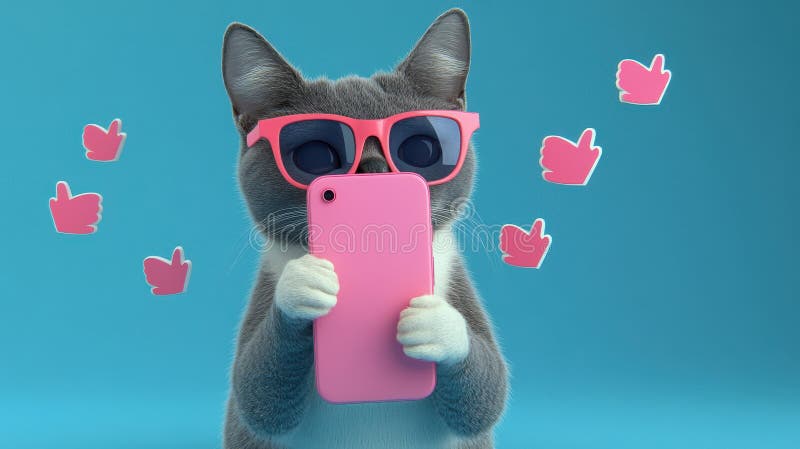 Cool Cat Connected: a Tech-Savvy Feline S Digital World Stock ...