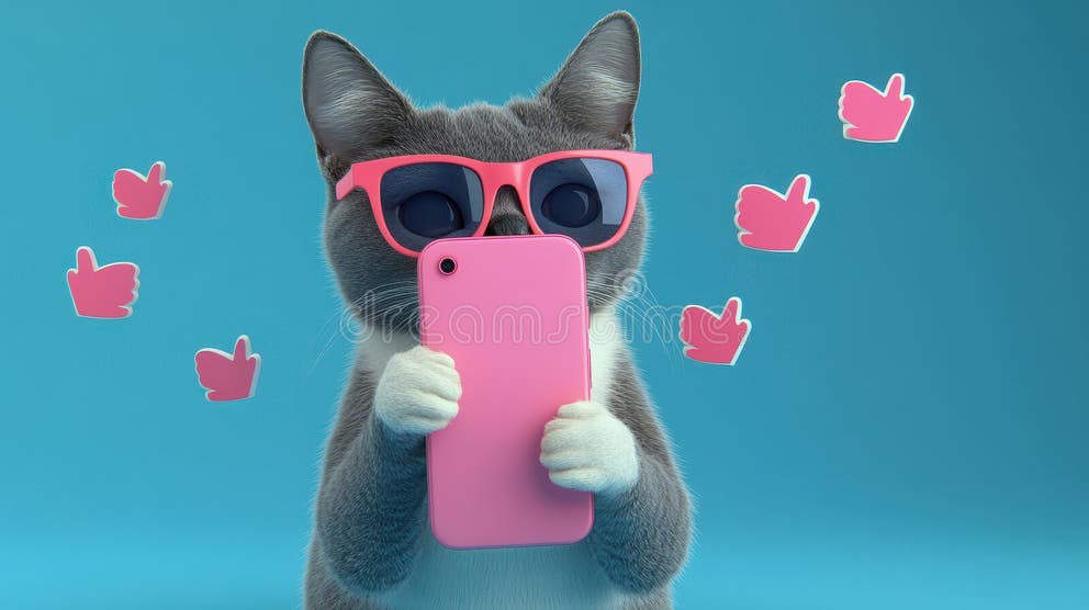 Cool Cat Connected: a Tech-Savvy Feline S Digital World Stock ...
