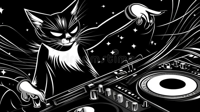 Cool Cat DJ stock illustration. Illustration of feline - 372919215