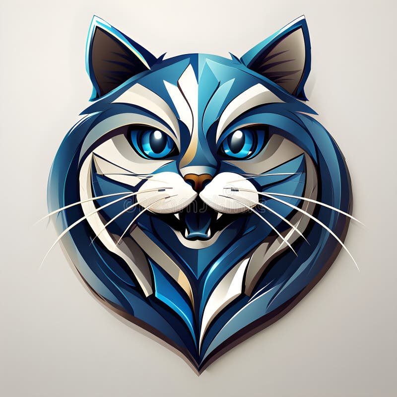 Blue Cat Logo stock illustration. Illustration of tabby - 318840309