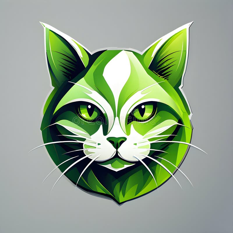Green Cat Logo stock illustration. Illustration of siamese - 318840456