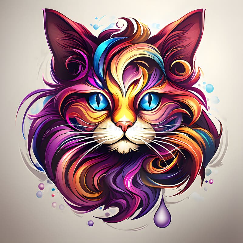 Mythical Cat Logo stock illustration. Illustration of meow - 318840653