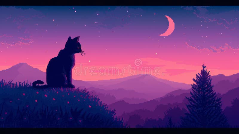 A cool cat pixel stock illustration. Illustration of modern - 306785054
