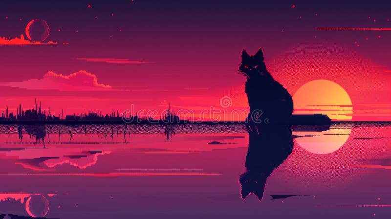 A cool cat pixel stock illustration. Illustration of collection - 306785068