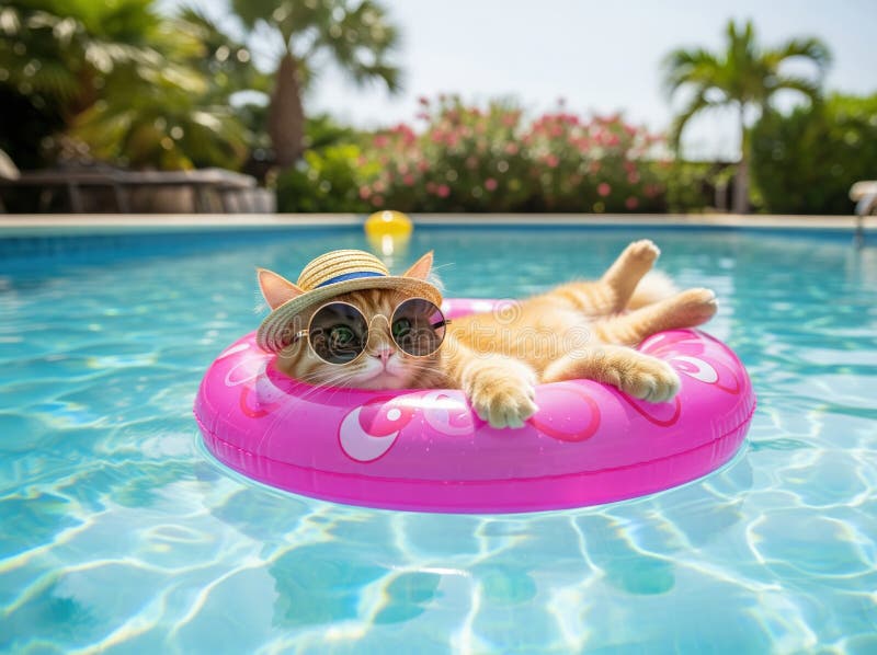 Cool Cat with Shades Floating Calmly Stock Illustration - Illustration ...