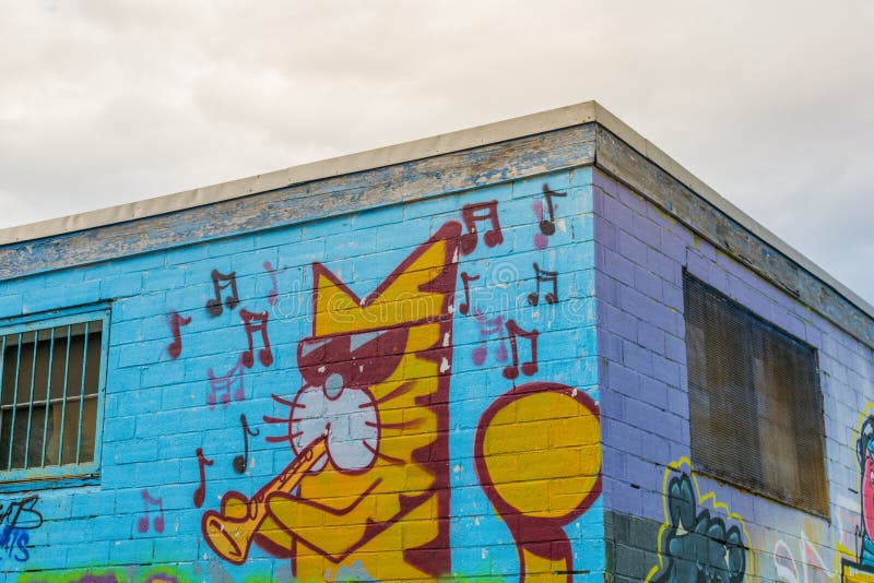 Cool Cat on the Wall editorial stock image. Image of neighbourhood ...