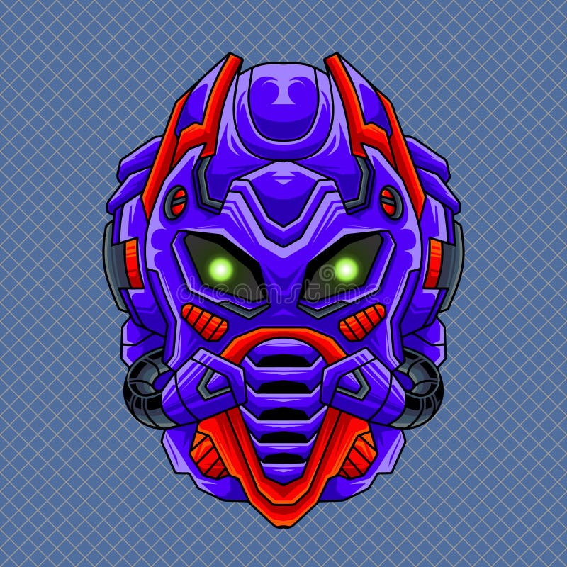 Cool Character Robot Head Illustration Stock Vector - Illustration of ...