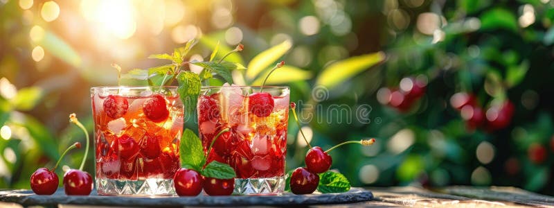Cool Cherry Cocktail on the Table. Selective Focus Stock Photo - Image ...
