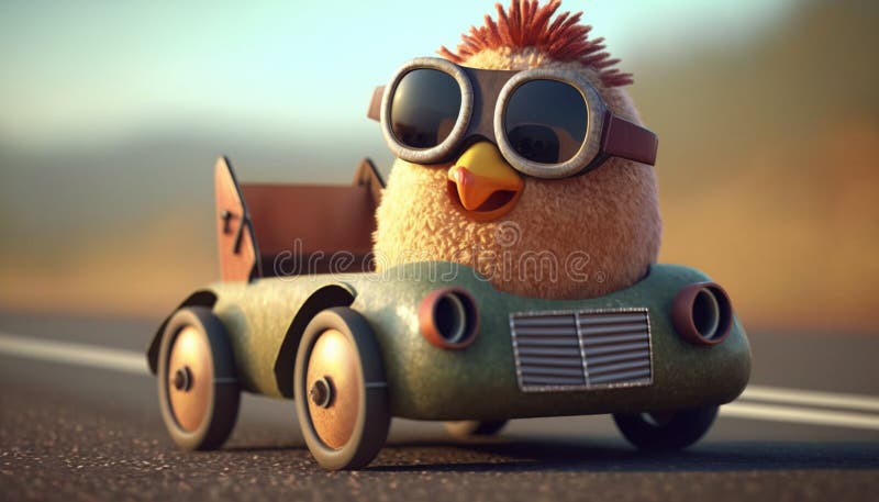 Cool Chicken Racer: Revving Up in a Tuned Toy Car Stock Illustration ... Cool Chicken Racer: Revving Up in a Tuned Toy Car Stock Illustration ...
