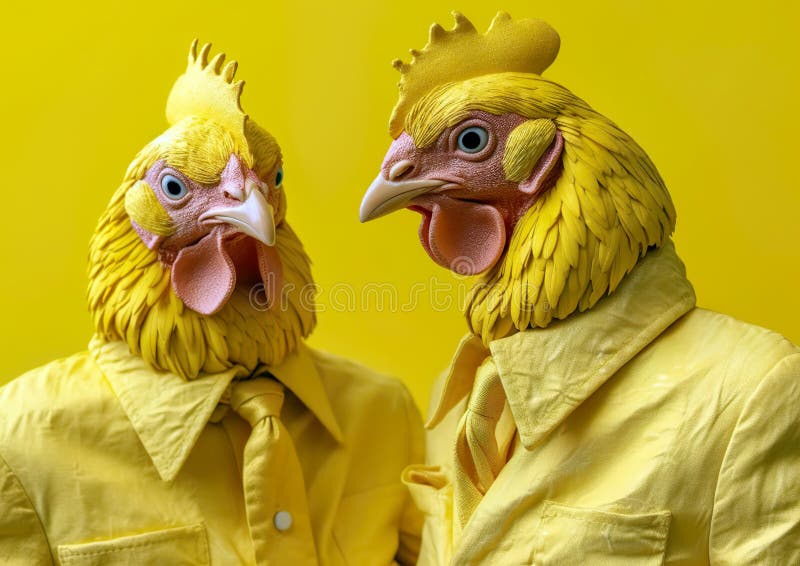 Cool Chickens Pose in the Photo Studio. Stock Illustration ...