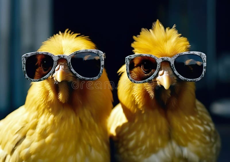 Cool Chickens Pose in the Photo Studio. Stock Illustration ...