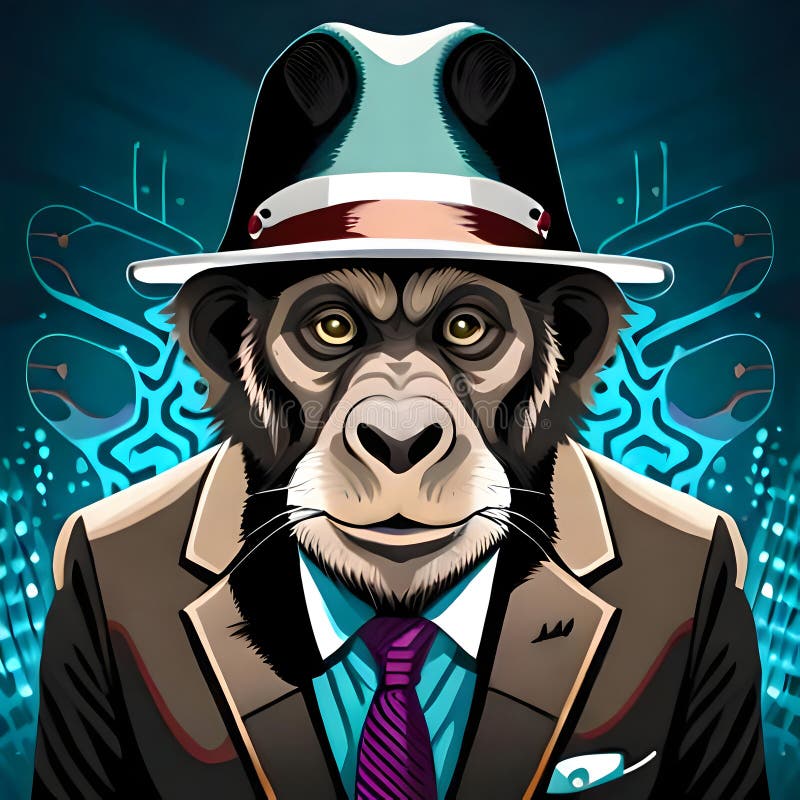 Cool Chimpanzee Illustration - Ai Generated Image Stock Image - Image ...