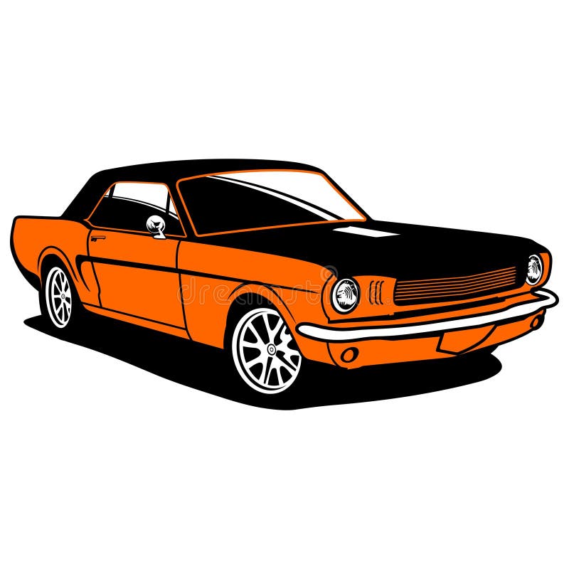 Cool Classic Car Orange Front Side View Vector Art Stock Vector ...