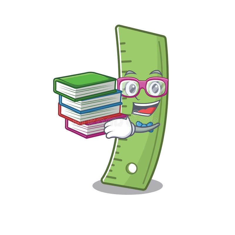 Cool and Clever Student Lineal Mascot Cartoon Mit Buch Vektor Abbildung ...