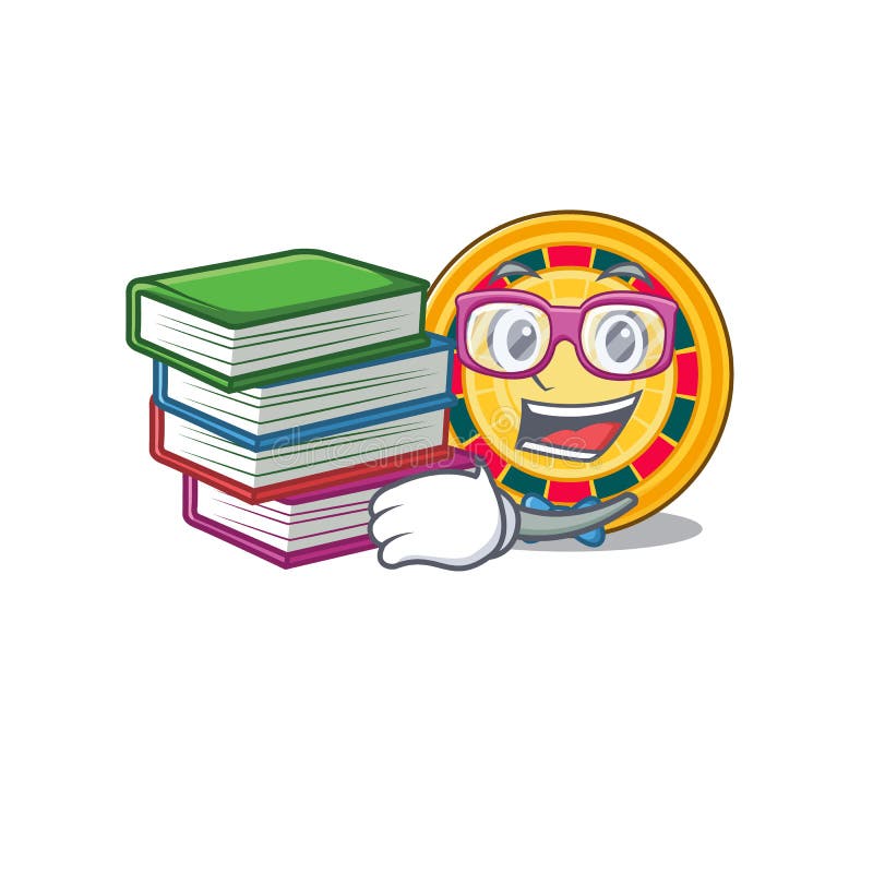 Cool and Clever Student Roulette Mascot Cartoon with Book Stock Vector ...