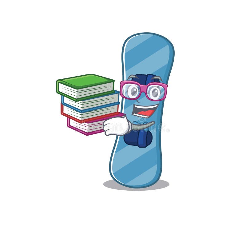 Cool and Clever Student Snowboard Mascot Cartoon with Book Stock Vector ...