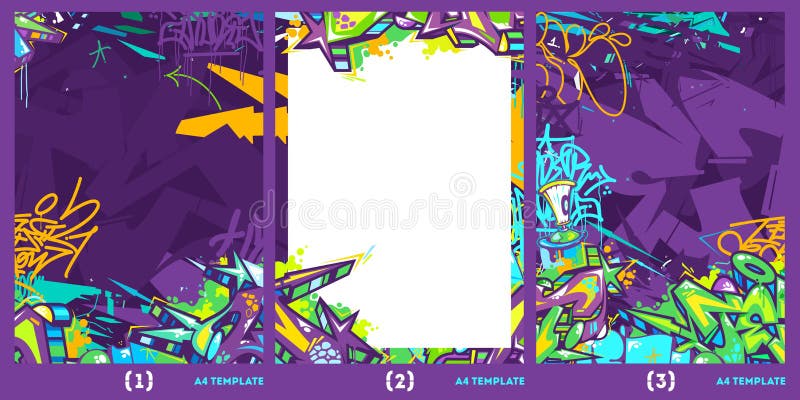 Cool Colorful Abstract Urban Graffiti Style A4 Poster Vector ...