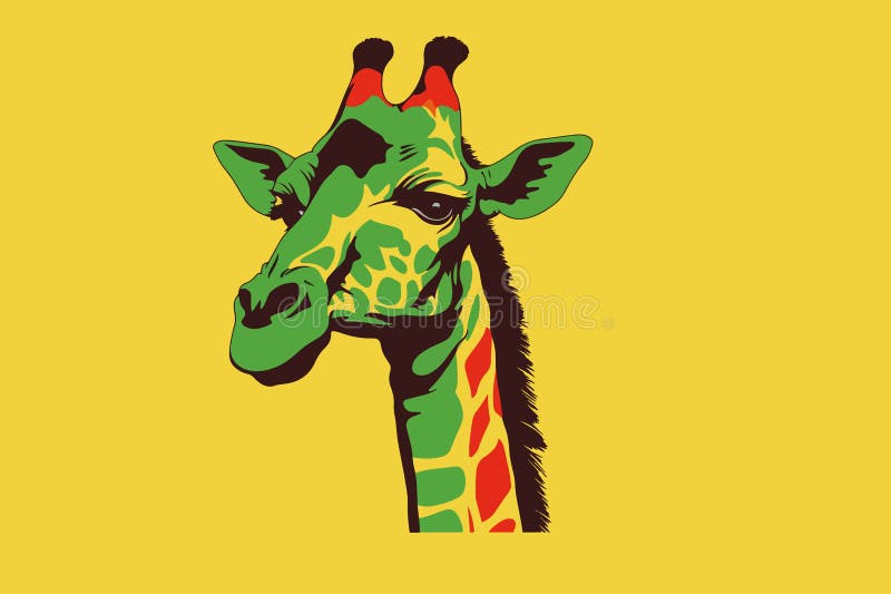 Cool Colorful Giraffe Head Print Stock Vector - Illustration of head ...