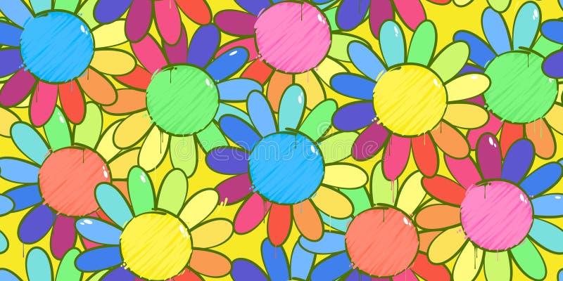 Cool Colorful Simple Abstract Graffiti Style Flowers Seamless ...