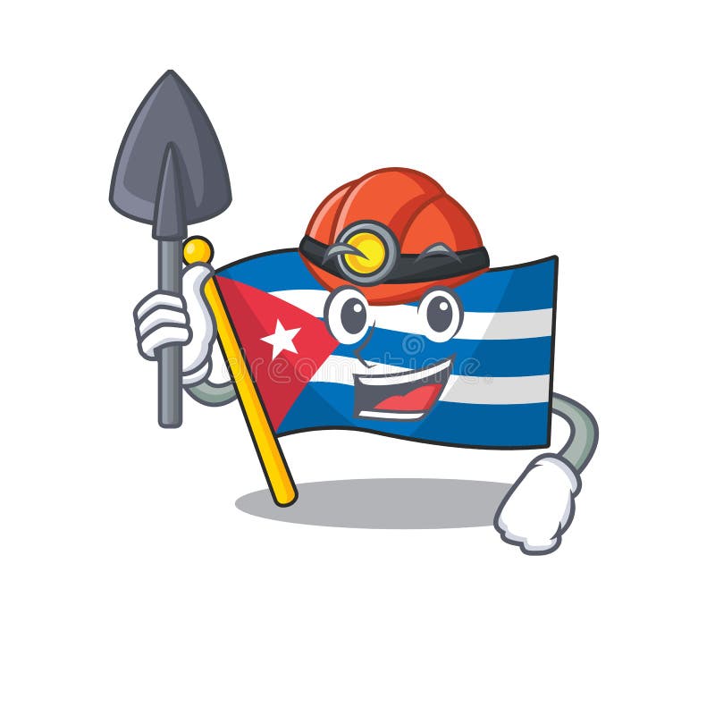 Cool Confident Miner Flag Cuba Scroll Cartoon Character Design Stock ...