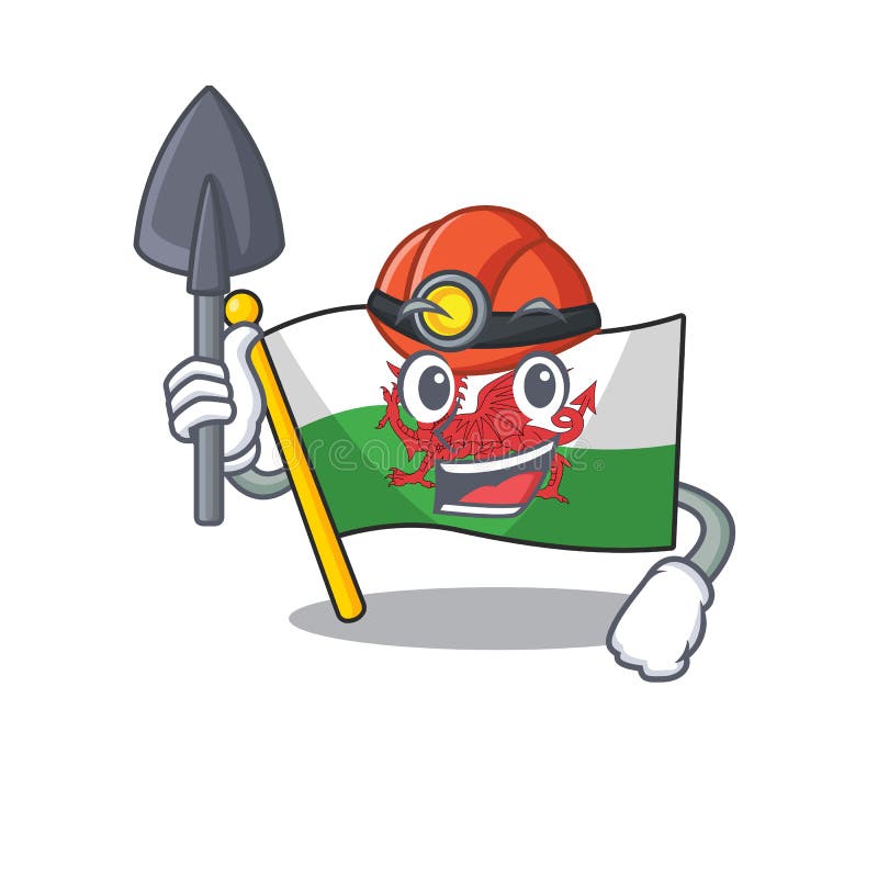 Cool Confident Miner Flag Wales Scroll Cartoon Character Design Stock ...
