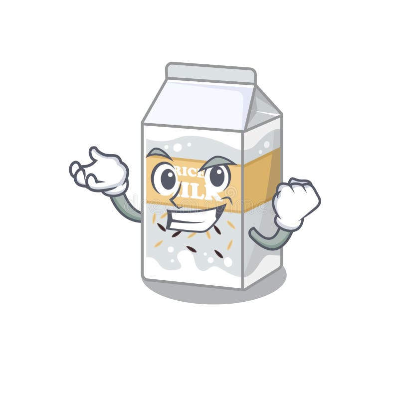 Cool Confident Successful Rice Milk Cartoon Character Style Stock ...
