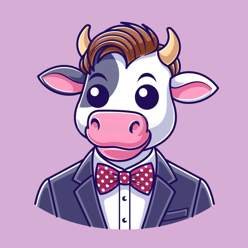 Cool cow wearing a suit stock vector. Illustration of domestic - 308768190