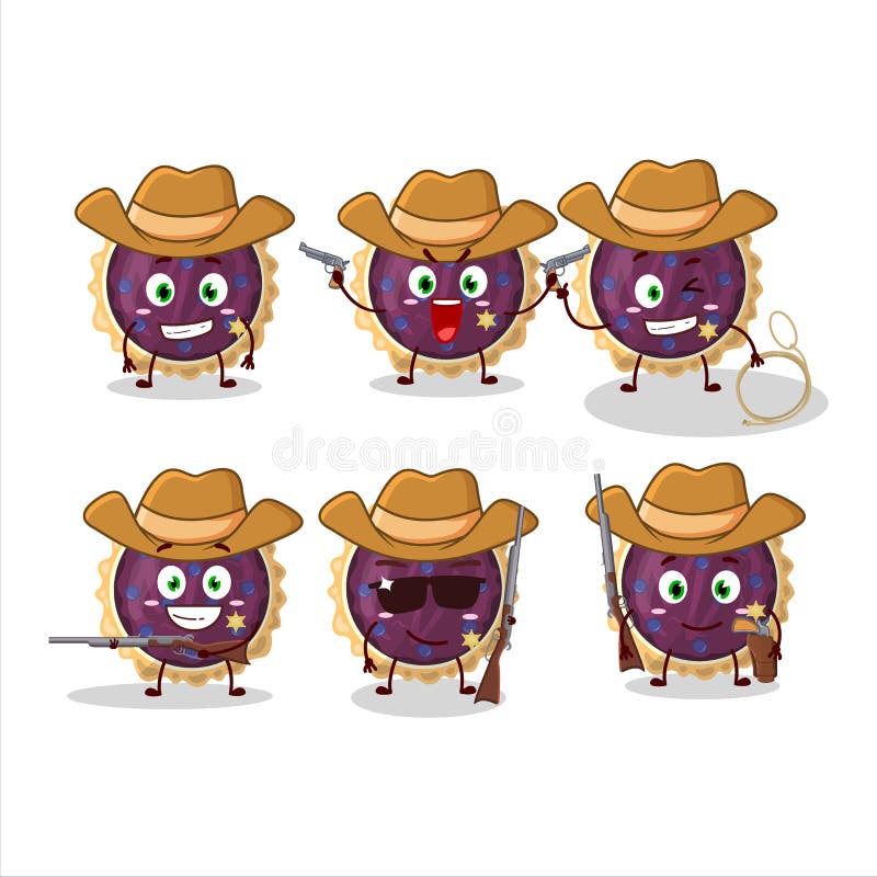 Cool Cowboy Blueberry Pie Cartoon Character with a Cute Hat Stock ...