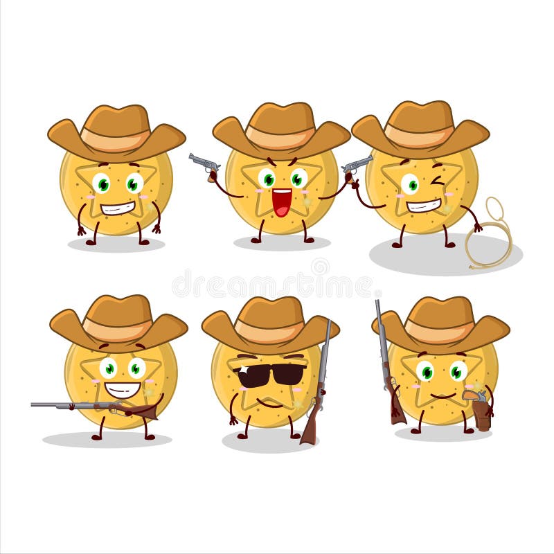 Cool Cowboy Dalgona Candy Star Cartoon Character with a Cute Hat Stock ...