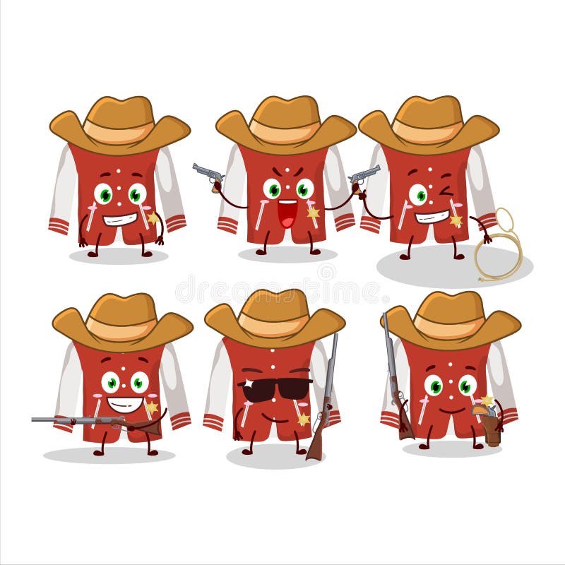 Cool Cowboy Red Baseball Jacket Cartoon Character with a Cute Hat Stock ...