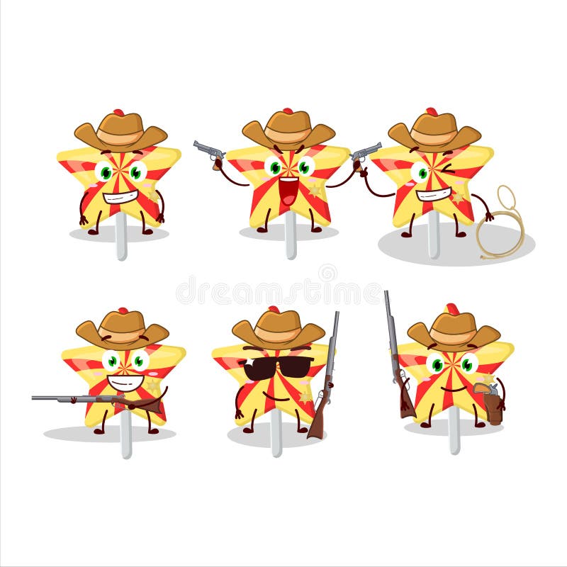 Cool Cowboy Star Candy Cartoon Character with a Cute Hat Stock Vector ...