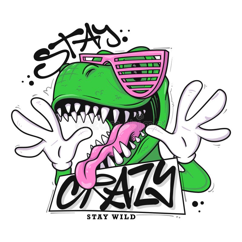 Cool Crazy Insane Dinosaur T-shirt Design Stock Vector - Illustration ...