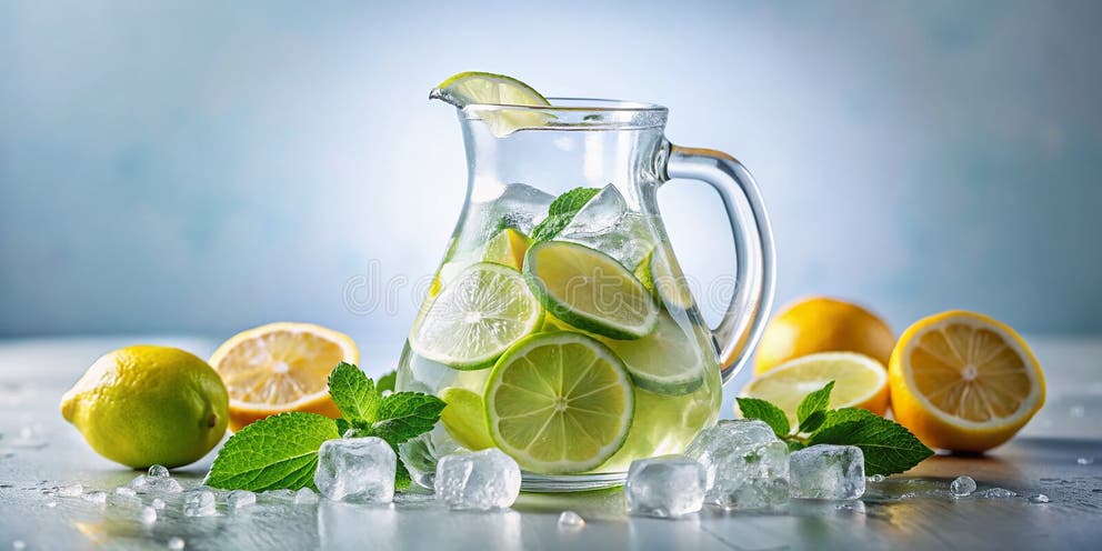 Cool Crisp Hydration a Refreshing Cold Water Decanter with Lemon and ...